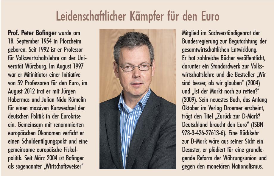 Peter Bofinger: "Ohne Gemeinschaftshaftung kein Euro" - Institutional Money